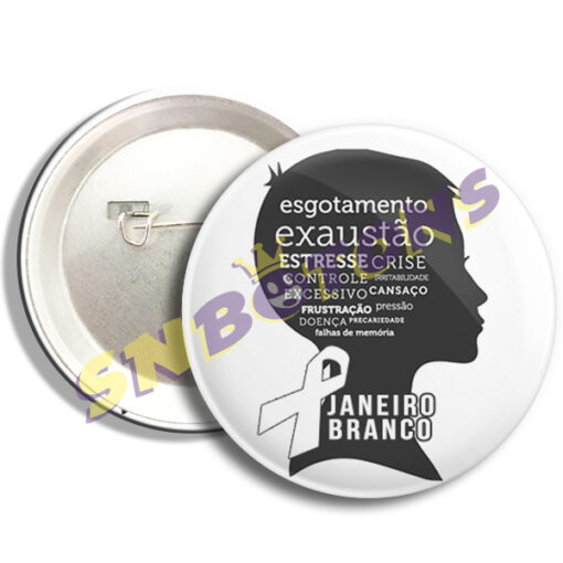 Botons – Bottons Janeiro Branco – Saúde Mental e Bem Estar - SN Botons